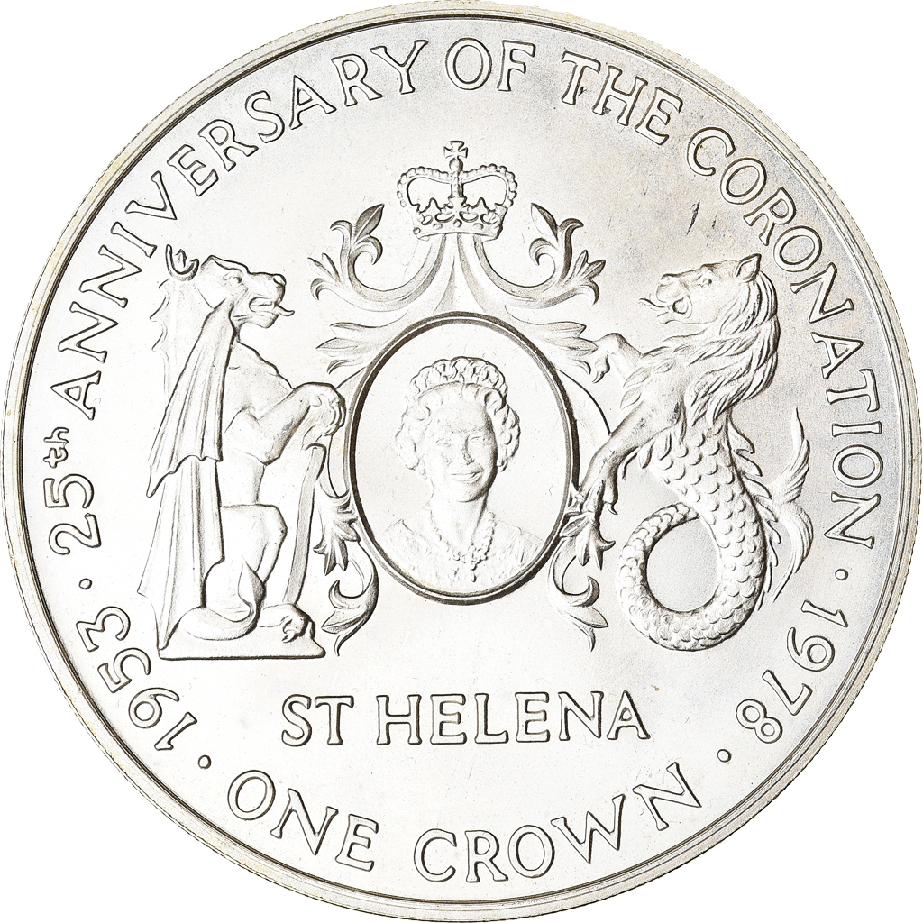 Coin, Saint Helena, Elizabeth II, Coronation Jubilee, 25 Pence, Crown, 1978