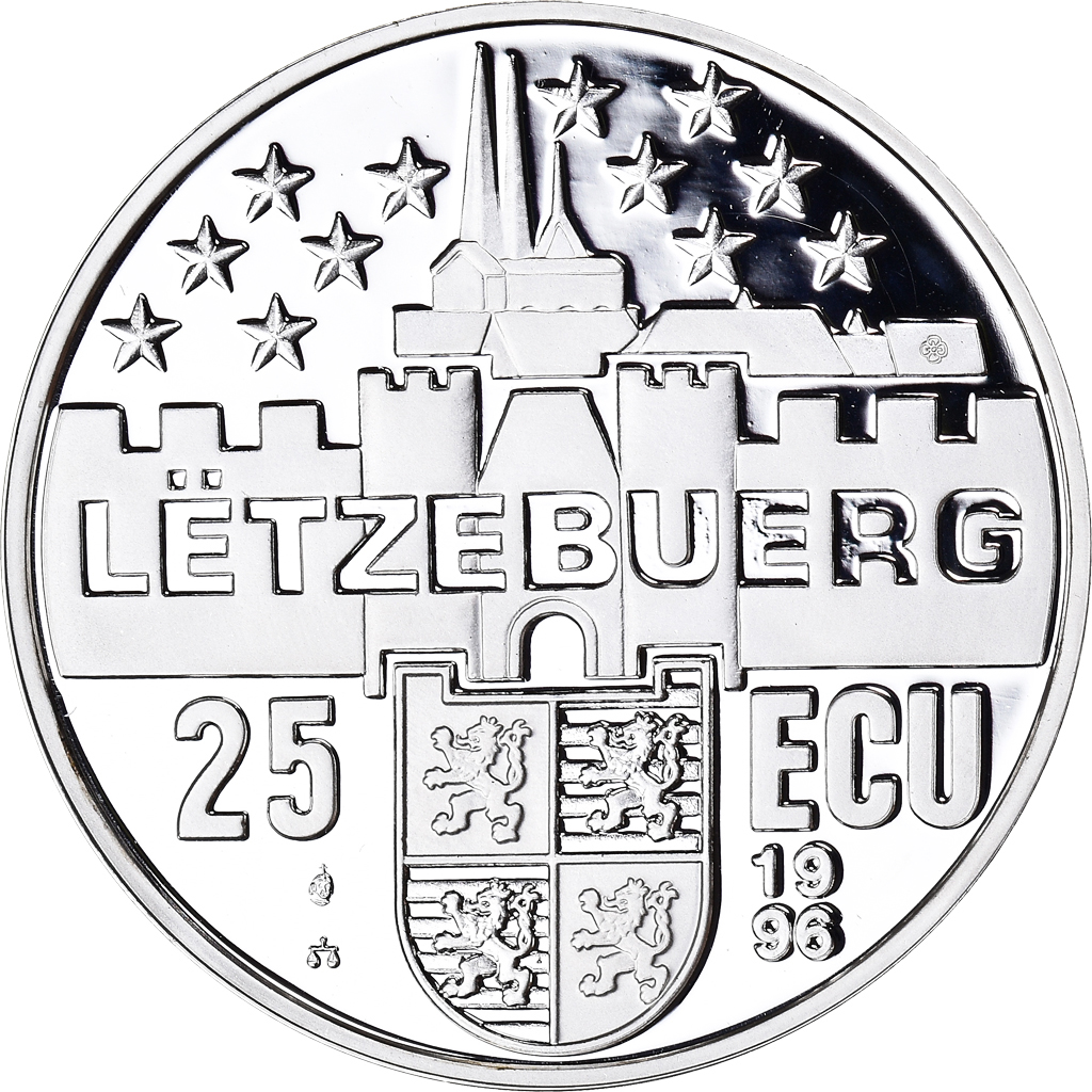 Coin, Luxembourg, Charlotte Grand Duchess of Luxembourg, 25 Ecu, 1996