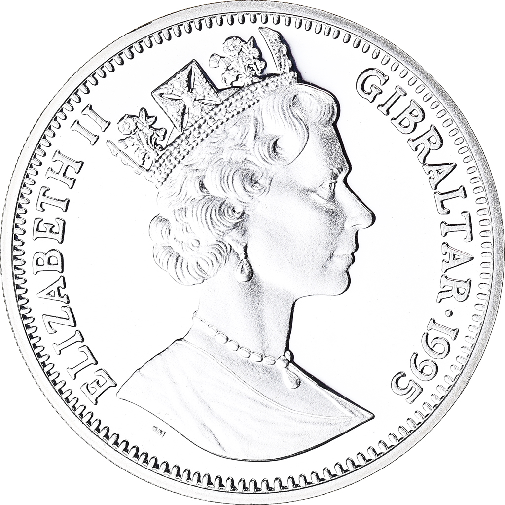 Coin, Gibraltar, Elizabeth II, Arc de Triomphe, 14 Ecus, 1995,