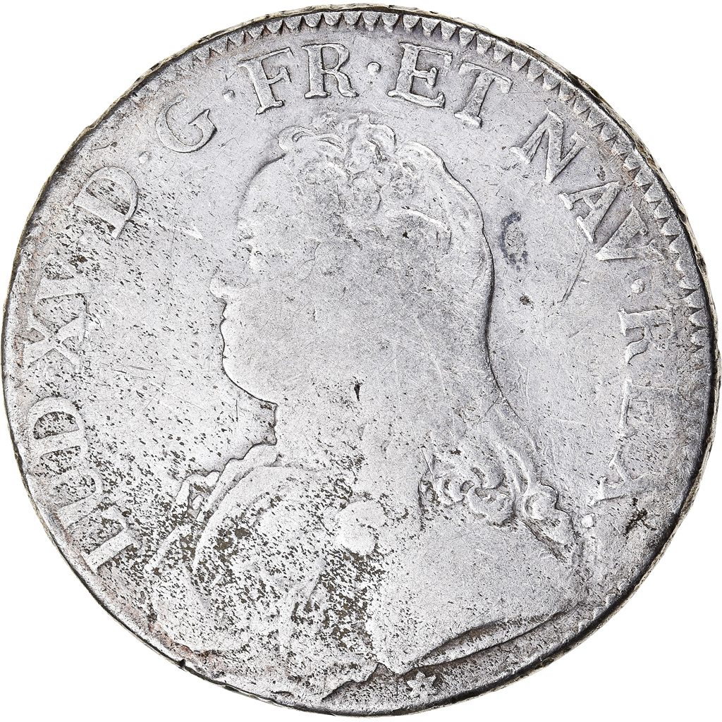 Coin, France, Louis XV, Ecu aux branches d'olivier, 1739, Caen, Rare,