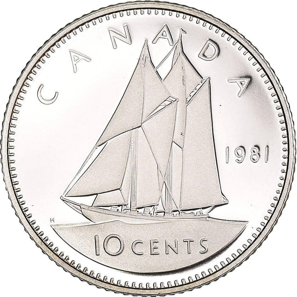 Coin, Canada, Elizabeth II, 10 Cents, 1981, Royal Canadian Mint, Ottawa ...