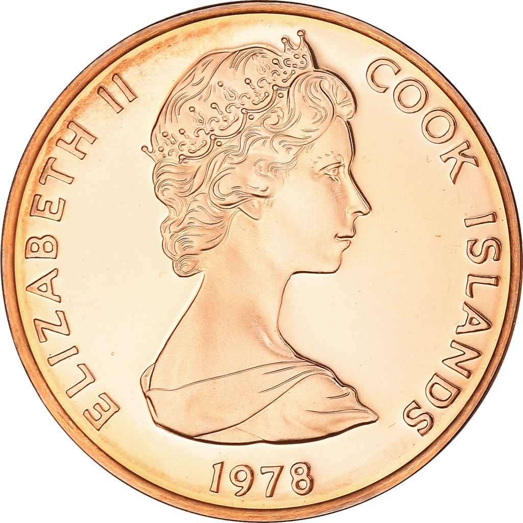 Coin, Cook Islands, Elizabeth II, 2 Cents, 1978, Franklin Mint, USA, Proof