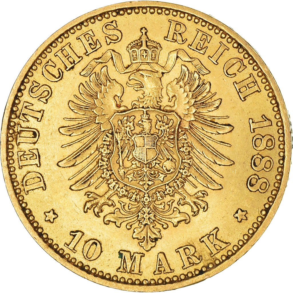 Coin, German States, PRUSSIA, Friedrich III, 10 Mark, 1888, Berlin,