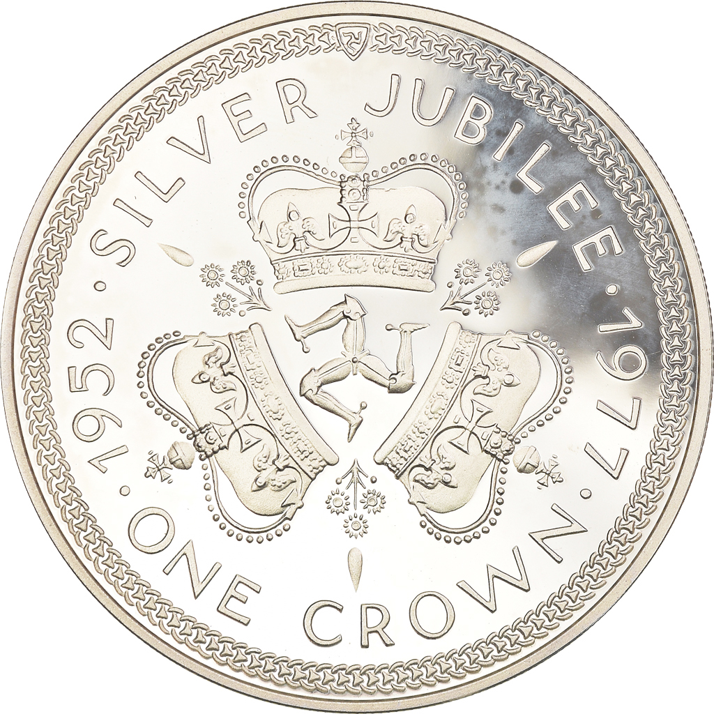 Coin, Isle of Man, Elizabeth II, Crown, 1977, Pobjoy Mint, Proof,