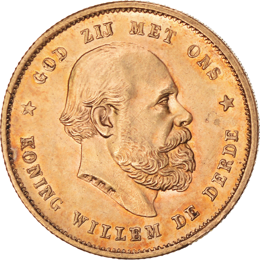 Coin, Netherlands, William III, 10 Gulden, 1889, Utrecht, , Gold