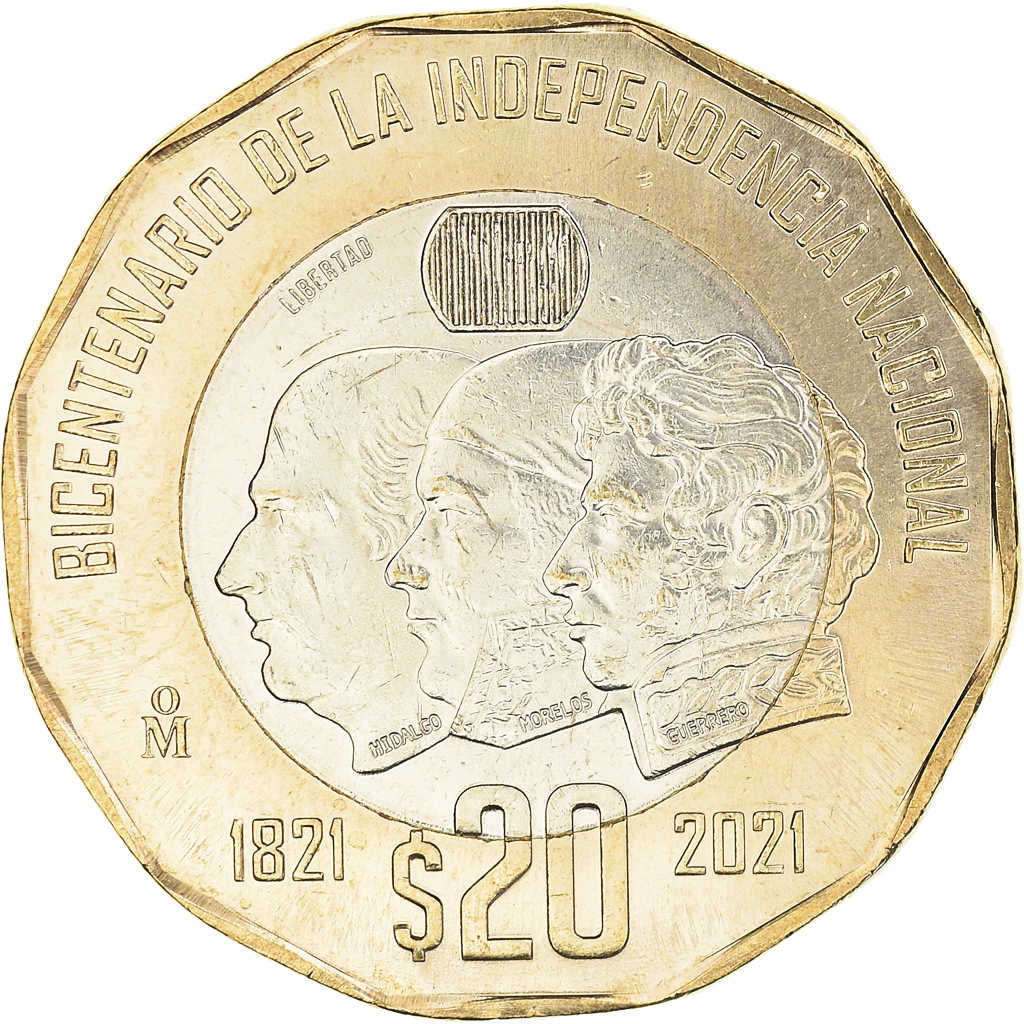 Coin, Mexico, Bicentenaire de l'indépendance de Mexico, 20 Pesos, 2021 ... Coin, Mexico, Bicentenaire de l'indépendance de Mexico, 20 Pesos, 2021 ...