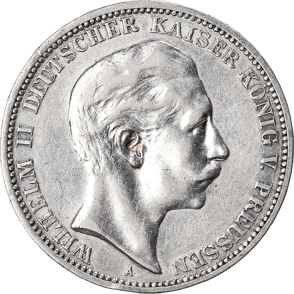 Coin, German States, PRUSSIA, Wilhelm II, 3 Mark, 1908, Berlin,