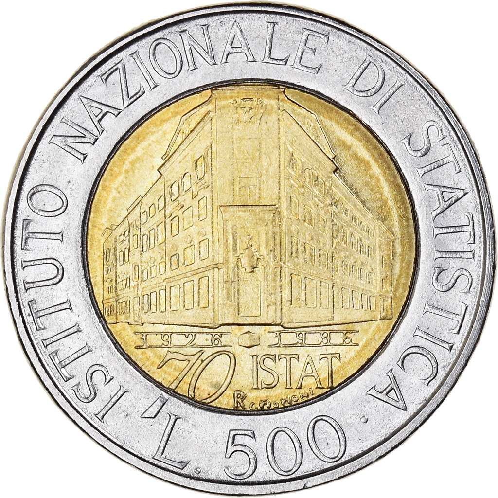 Coin, Italy, Istituto Nazionale di Statistica, 500 Lire, 1996, Rome,