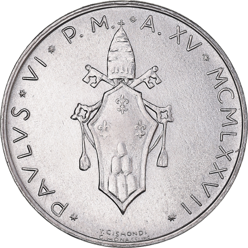 Coin, VATICAN CITY, Paul VI, 10 Lire, 1977, Roma, , Aluminum, KM:119