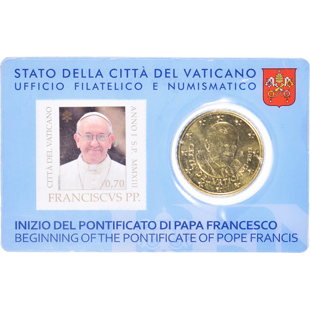 VATICAN CITY, 50 Euro Cent, Coin-Card Stamp 3, 2013, Rome, FDC,