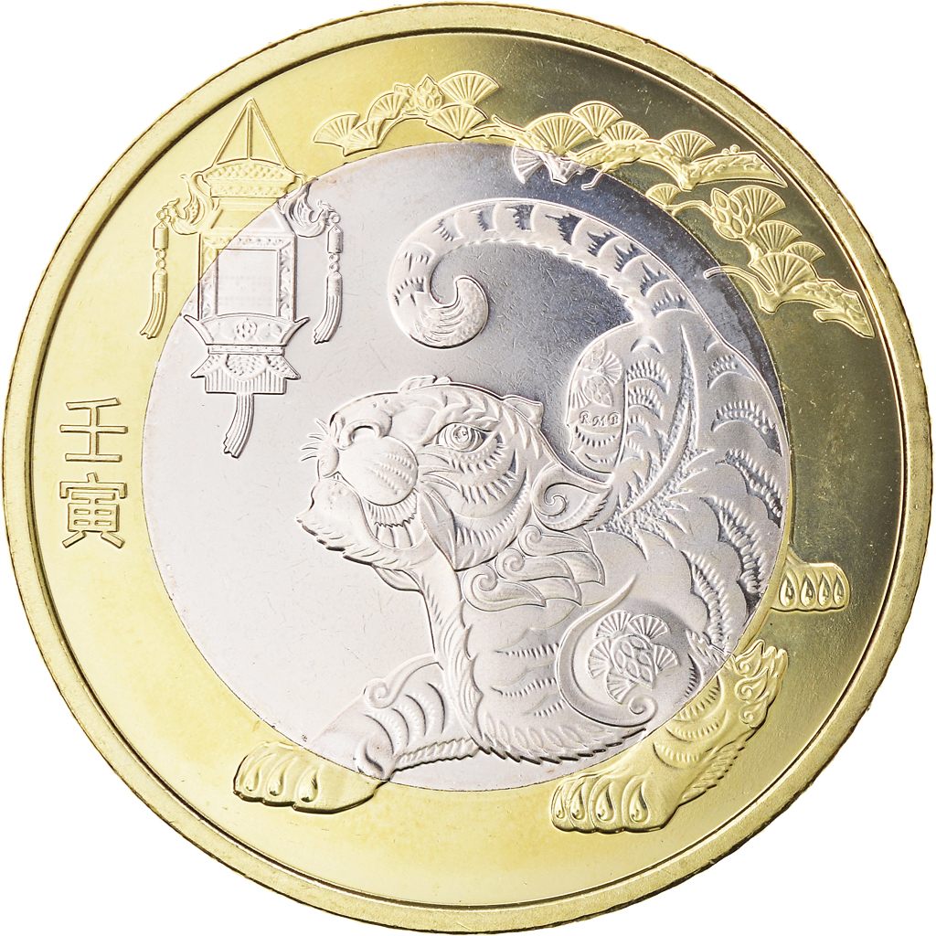 Coin, China, 10 Yüan, 2022, Année du Tigre, , Bi-Metallic | Asian and ...