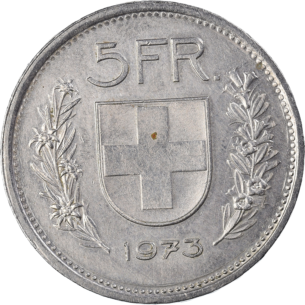 Coin, Switzerland, 5 Francs, 1973, Bern, , Copper-nickel, KM:40a.1
