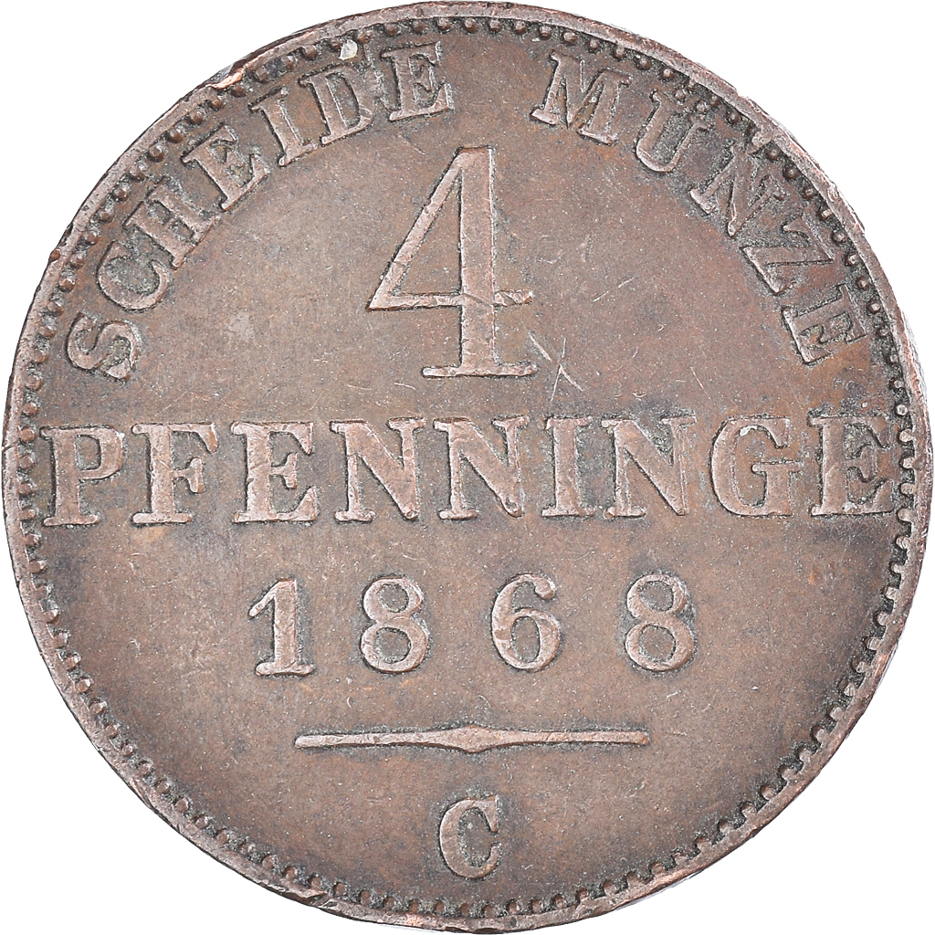 Coin, German States, PRUSSIA, Wilhelm I, 4 Pfennig, 1868, Cleves,