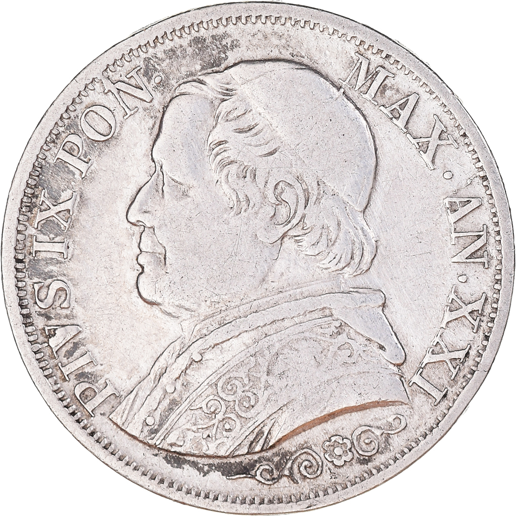 Coin, ITALIAN STATES, PAPAL STATES, Pius IX, Lira, 1866-XXI, Roma,