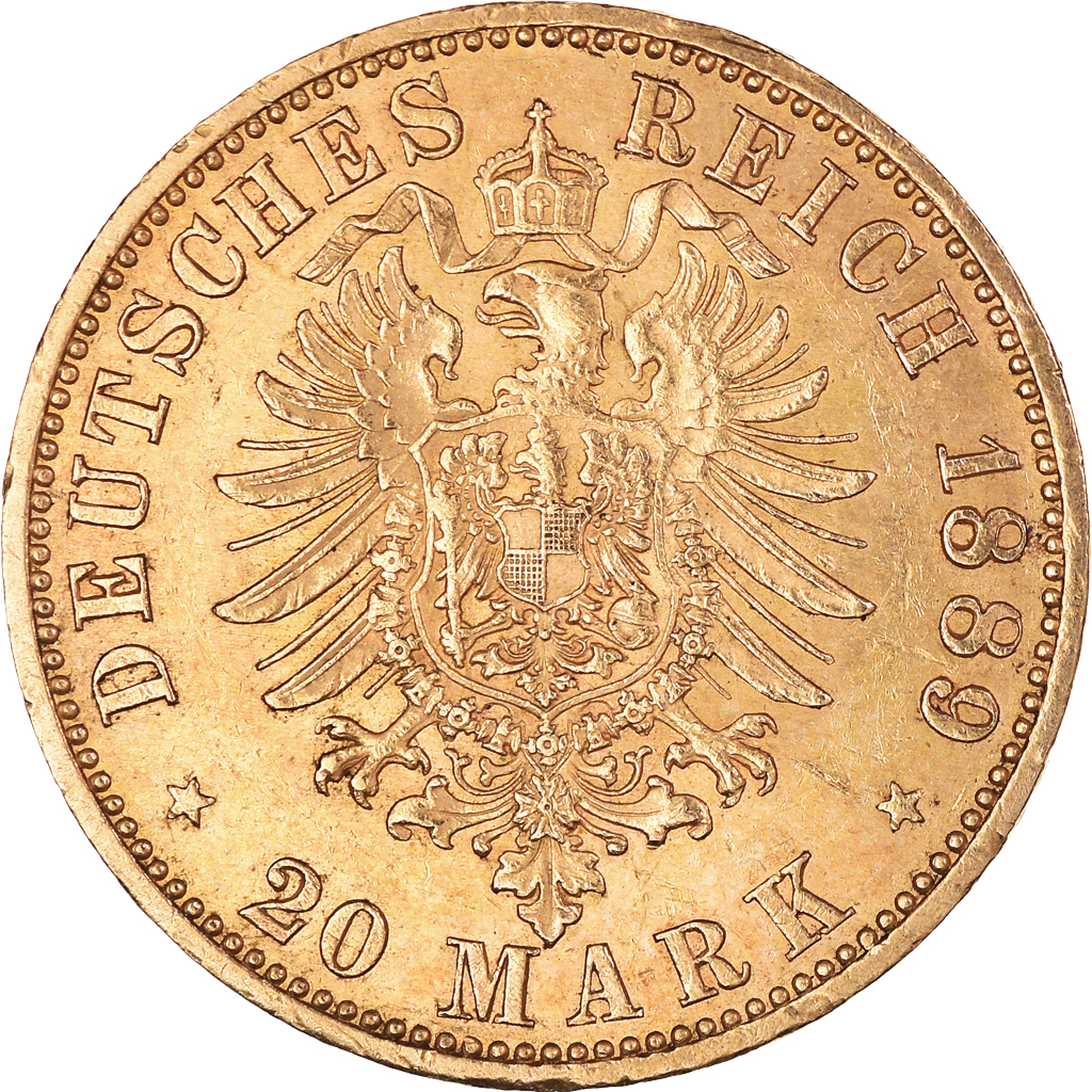 Coin, German States, PRUSSIA, Wilhelm II, 20 Mark, 1889, Berlin,