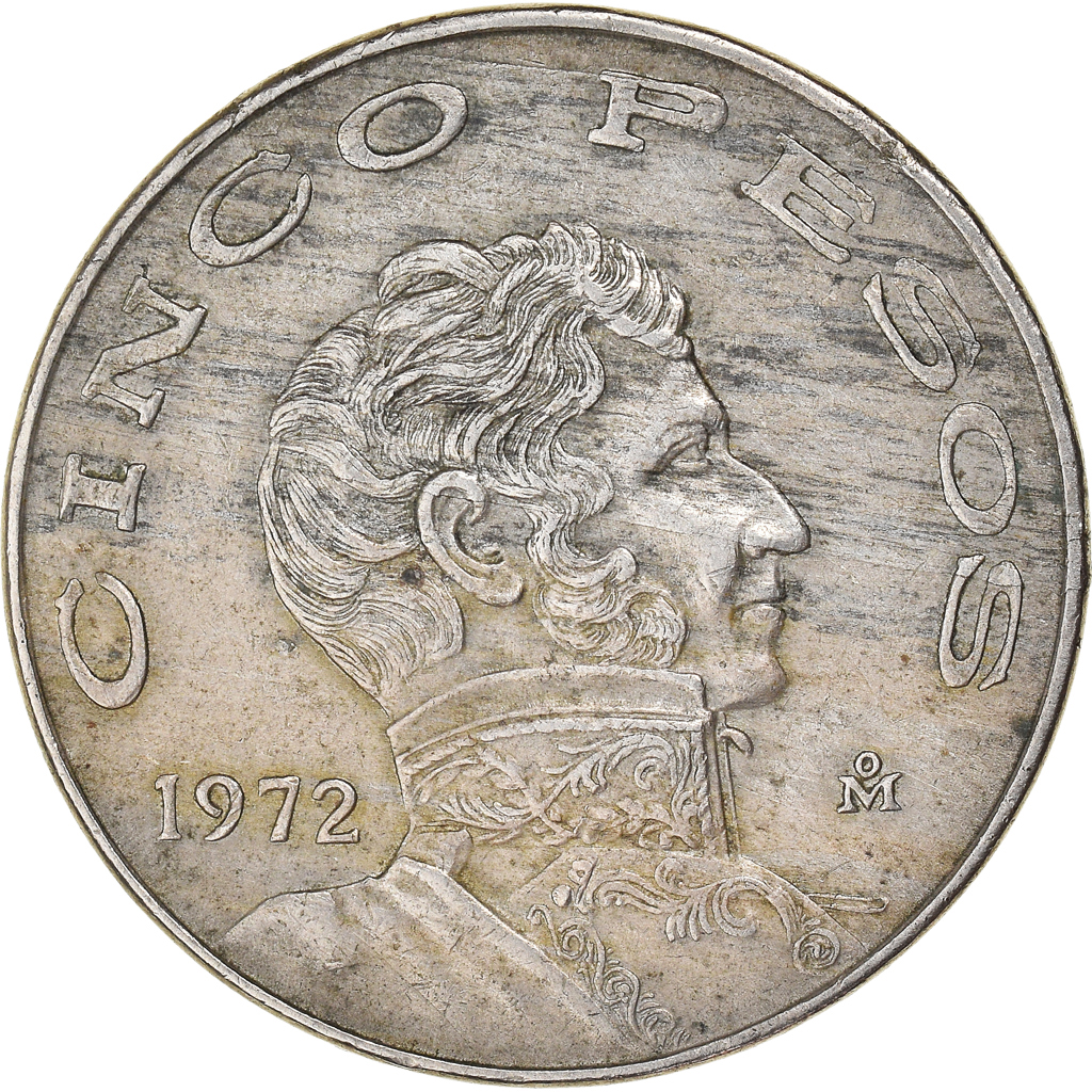 Coin, Mexico, 5 Pesos, 1972, Mexico City, , Copper-nickel, KM:472