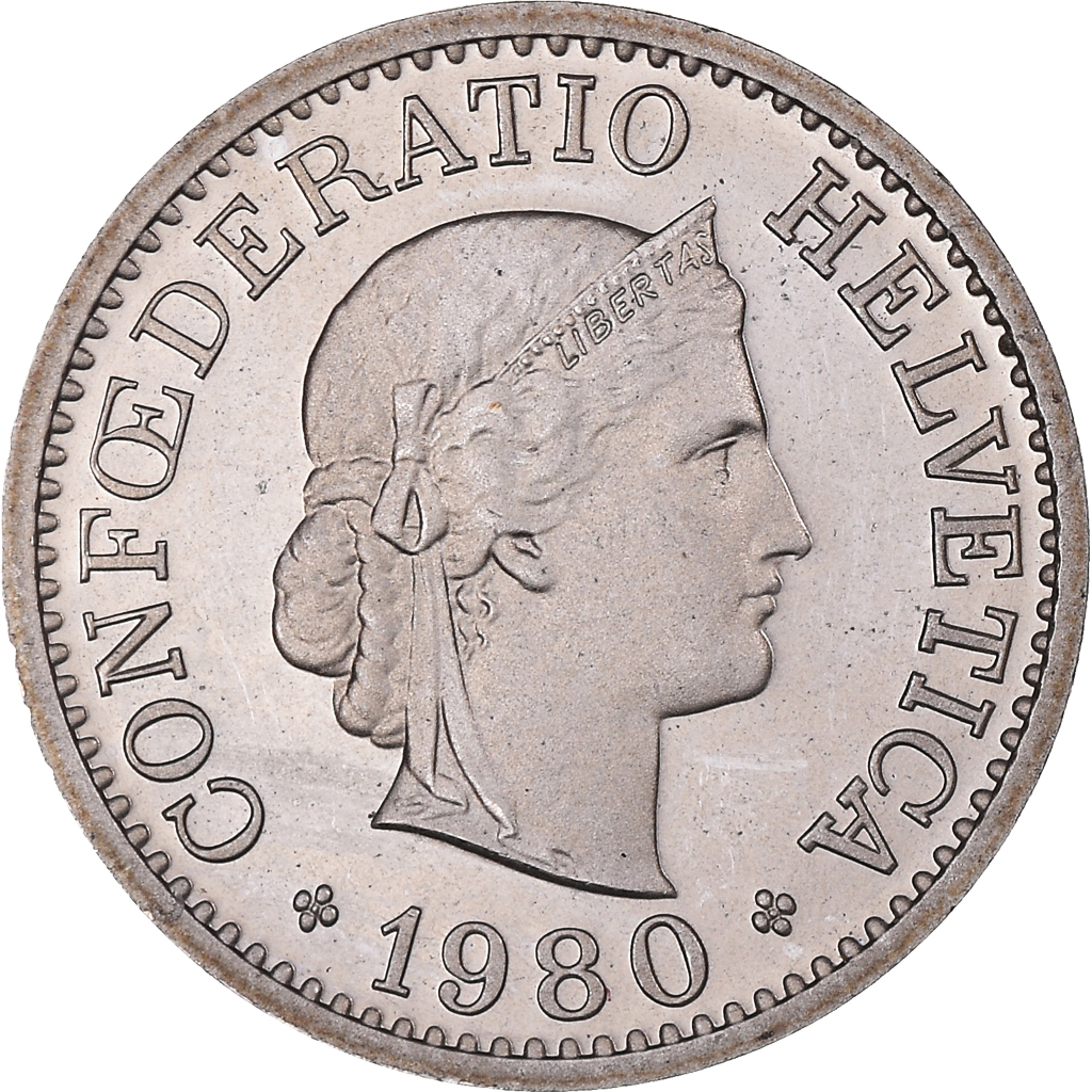 Coin, Switzerland, 10 Rappen, 1980, Bern, Proof, , Copper-nickel, KM:27