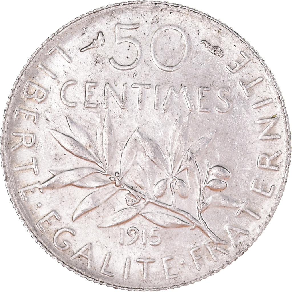 Coin, France, Semeuse, 50 Centimes, 1915, Paris, , Silver, KM:854