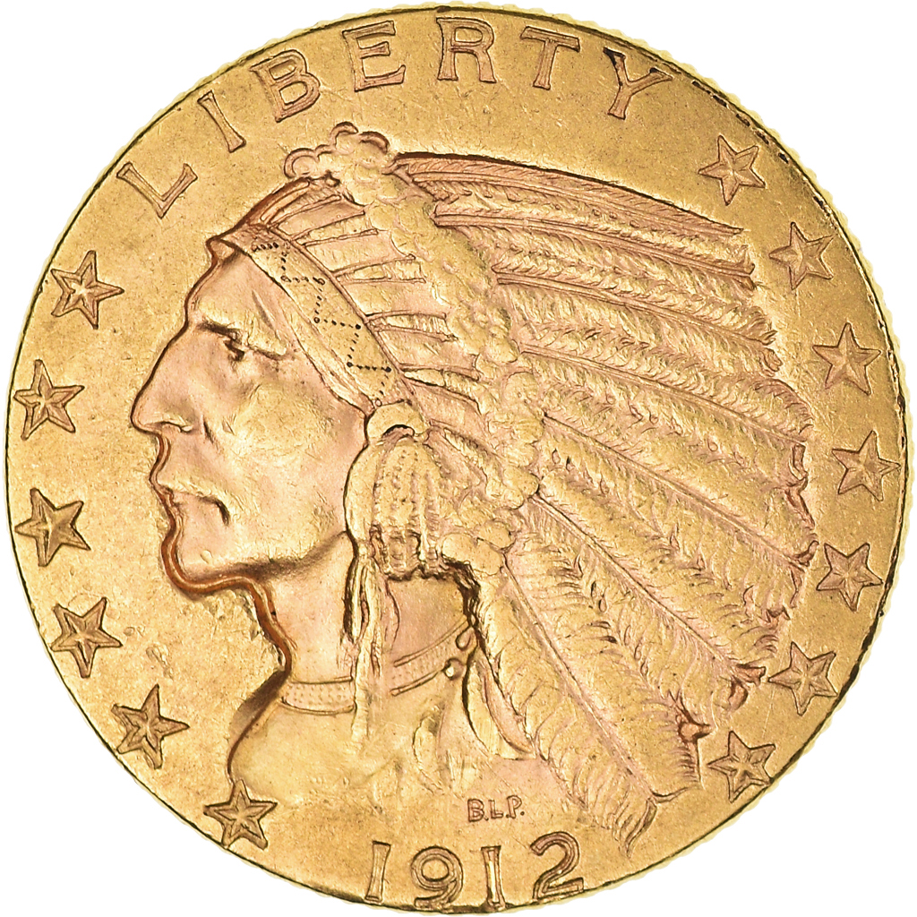 Coin, United States, Indian Head, 5 Dollars, 1912, Philadelphia,