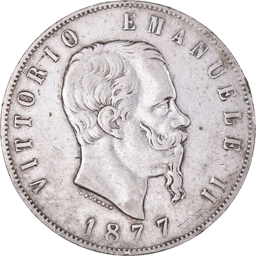 Coin, Italy, Vittorio Emanuele II, 5 Lire, 1877, Rome, , Silver, KM:8.4