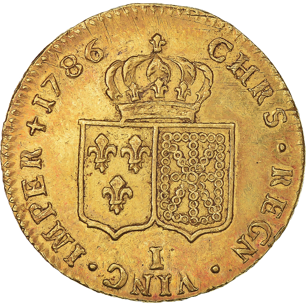 Coin, France, Louis XVI, Double louis d'or à la tête nue,1786, Limoges