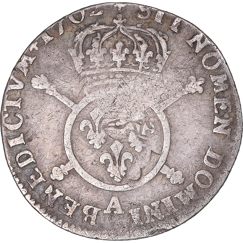 Coin, France, Louis XIV, 1/12 Ecu aux insignes, 1702, Paris, Rare,