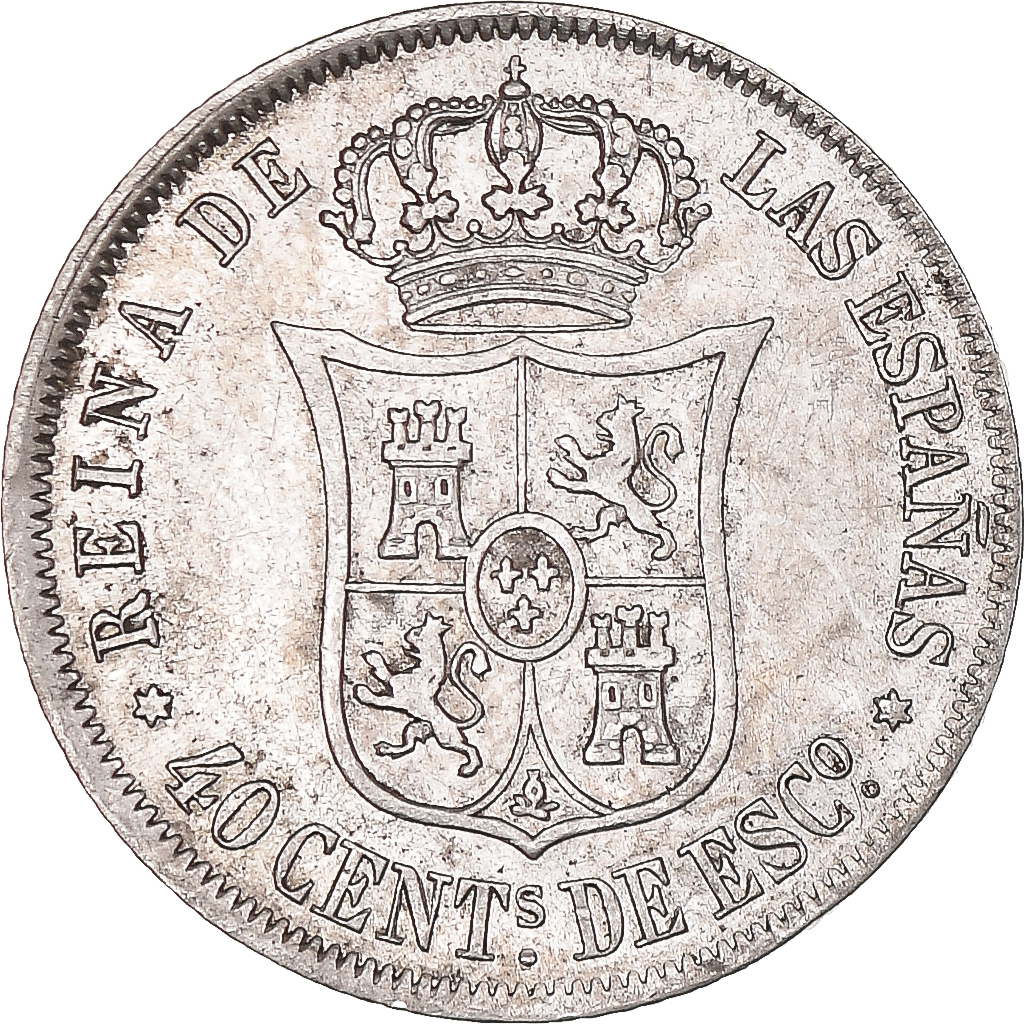 Coin, Spain, Isabel II, 40 Centimos, 1866, Madrid, , Silver, KM:628.2