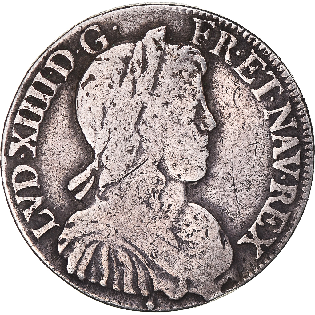 Coin, France, Louis XIV, 1/2 Écu à la mèche longue, 1647, Aix,