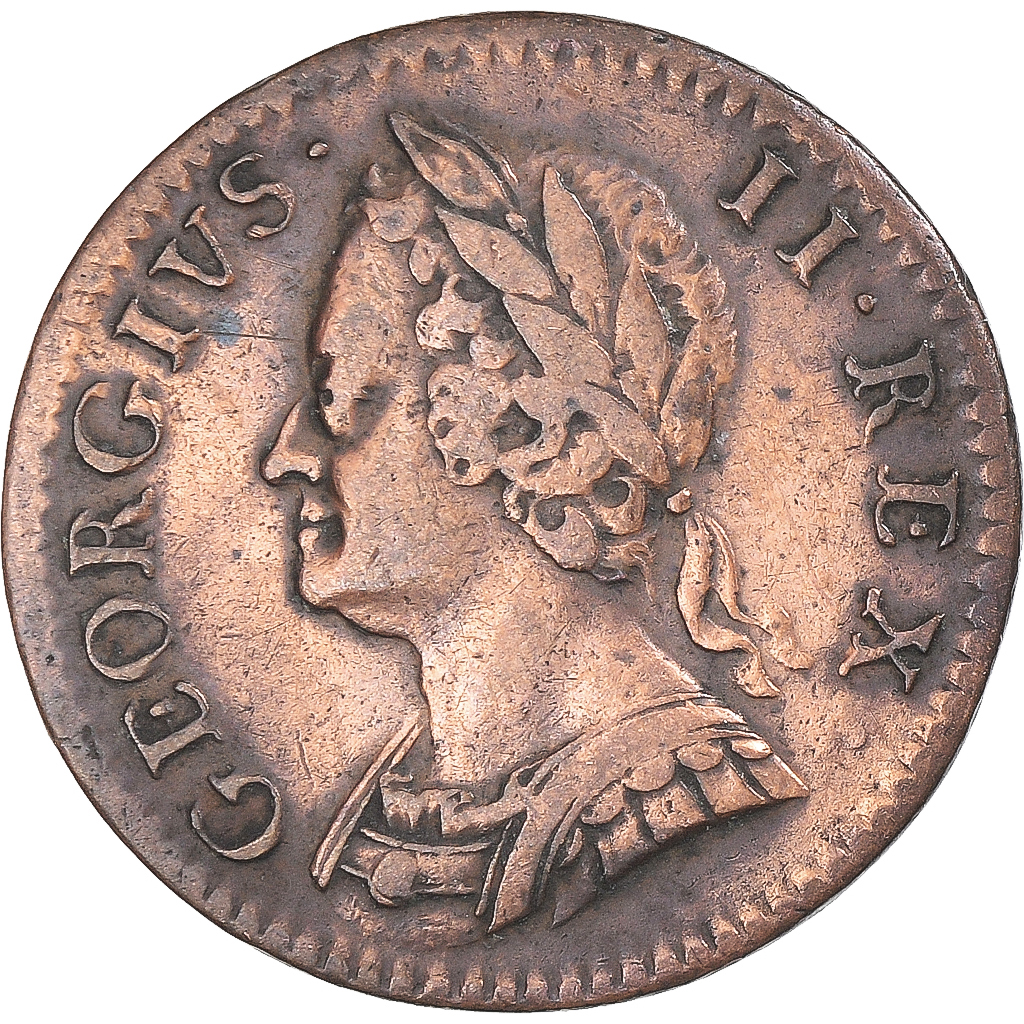 Coin, Great Britain, George II, Farthing, 1754, , Copper, KM:581.2
