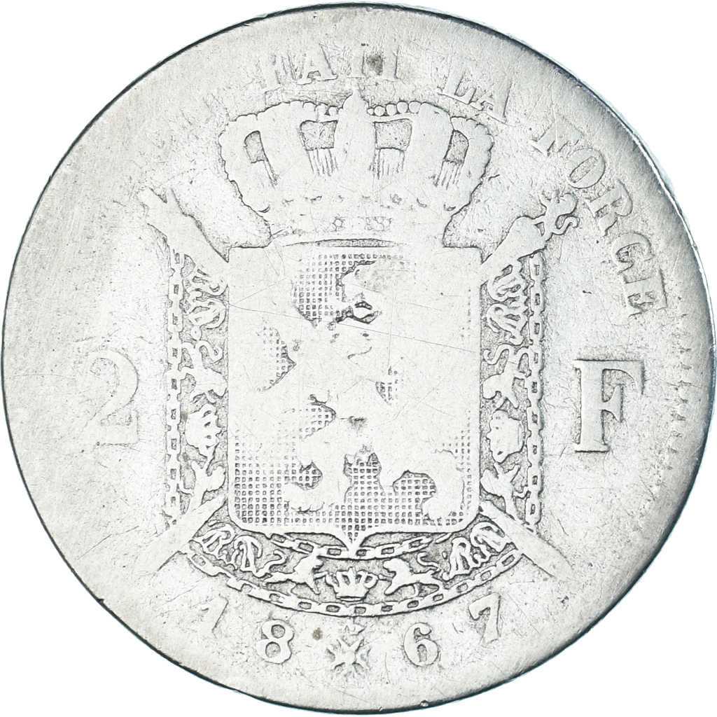 Coin, Belgium, Leopold II, 2 Francs, 2 Frank, 1867, Brussels, , Silver