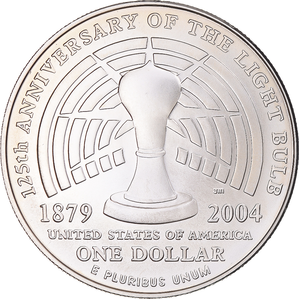 Coin, United States, Thomas Edison, Dollar, 2004, U.S. Mint, Philadelphia