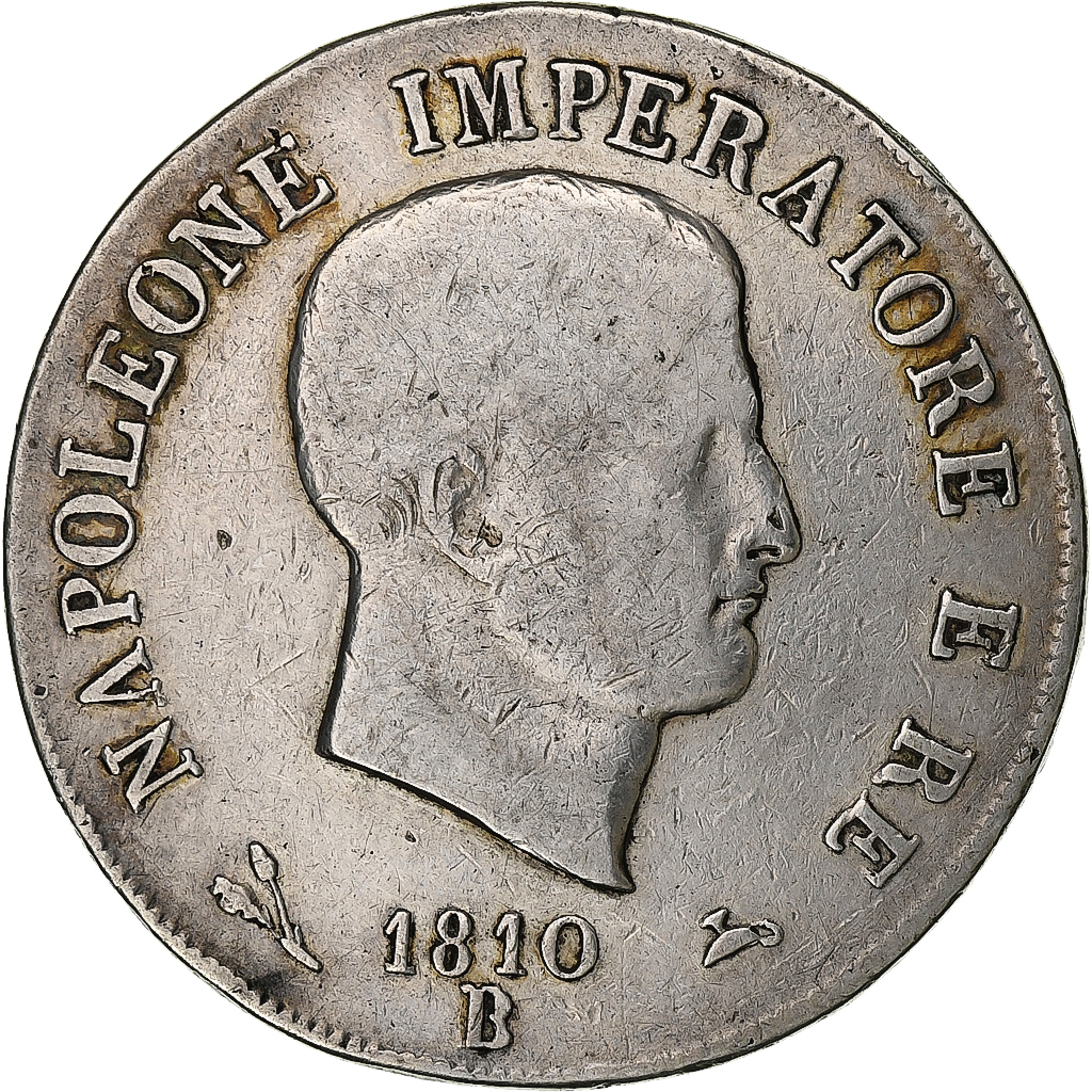 ITALIAN STATES, KINGDOM OF NAPOLEON, Napoleon I, 5 Lire, 1810, Bologna ...