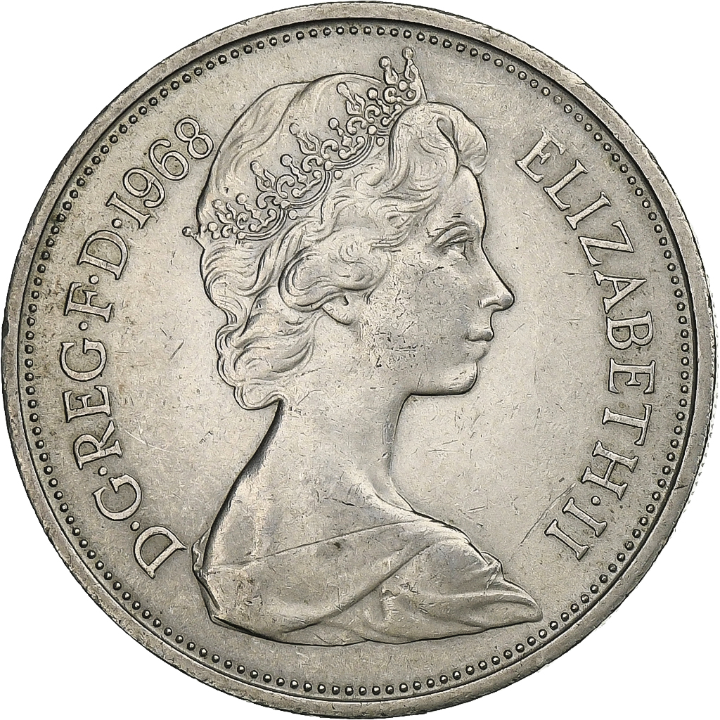 Great Britain, Elizabeth II, 10 New Pence, 1968, Copper-nickel,