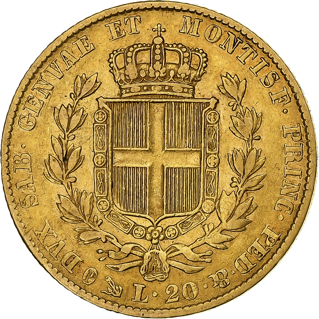 ITALIAN STATES, SARDINIA, Carlo Alberto, 20 Lire, 1840, Genoa, Gold,