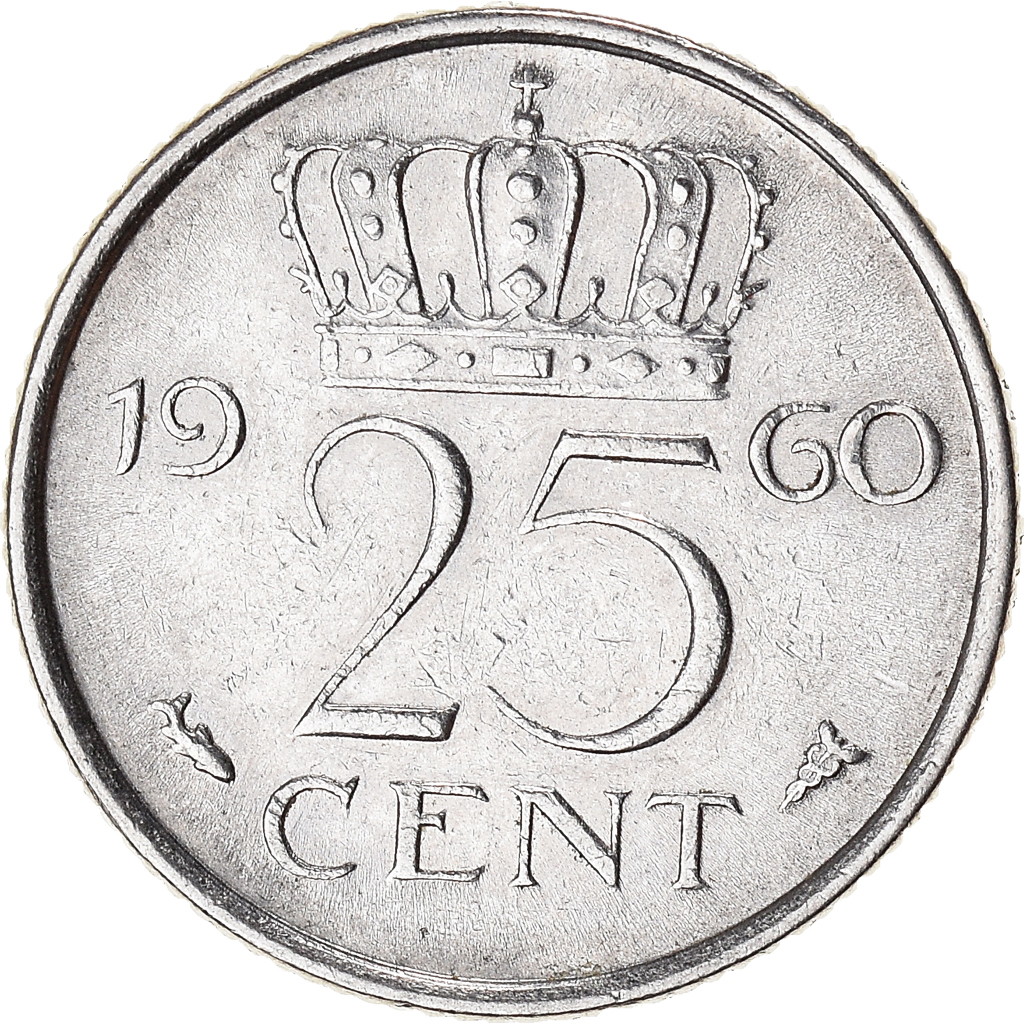 Coin, Netherlands, 25 Cents, 1960 | European Coins