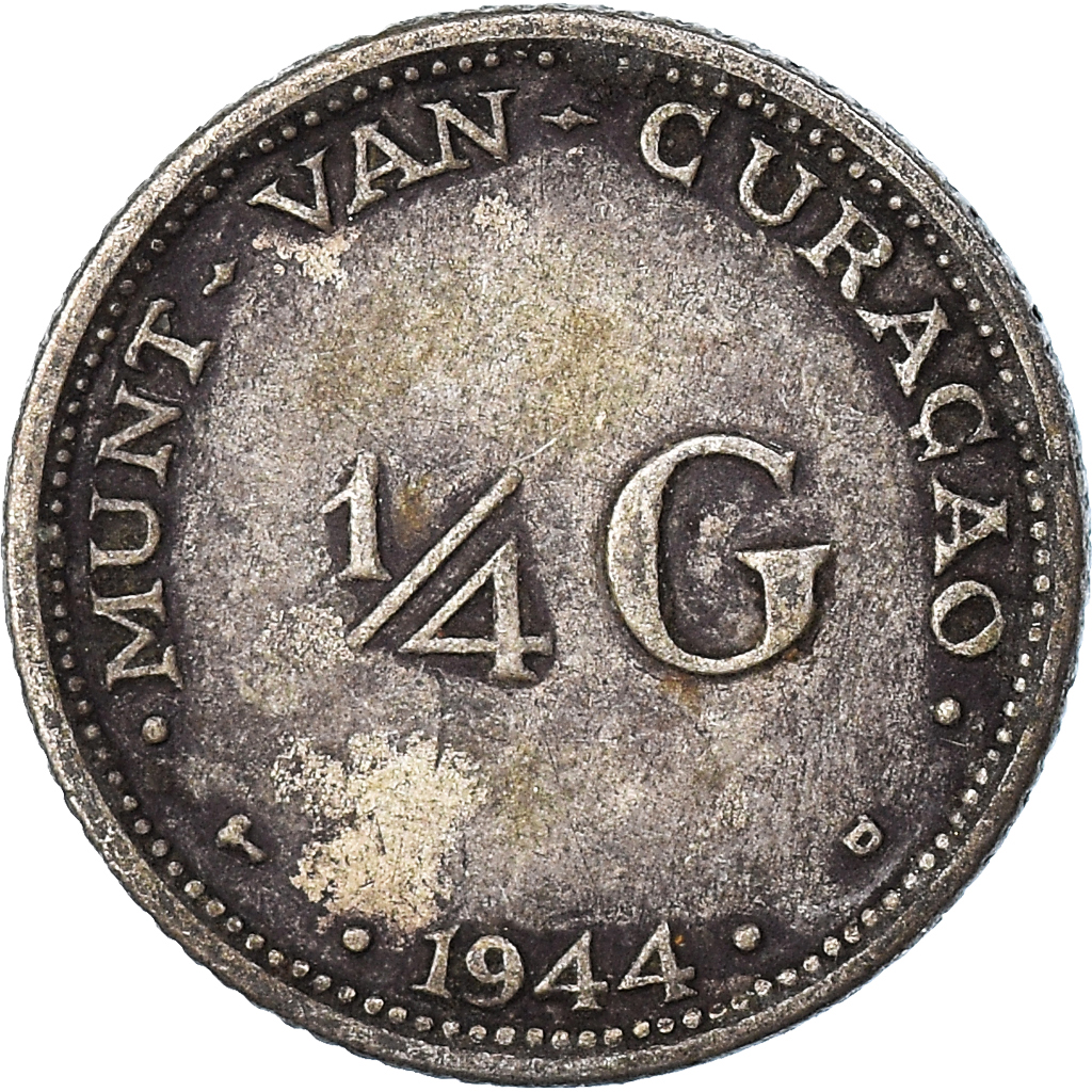 Coin, Curacao, 1/4 Gulden, 1944 | South American Coins