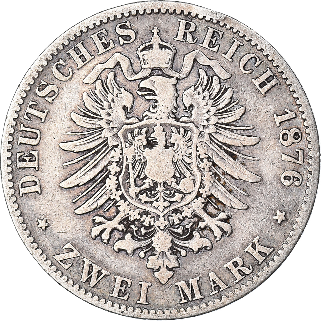 Coin, German States, PRUSSIA, Wilhelm I, 2 Mark, 1876, Cleves, VF(30-35)