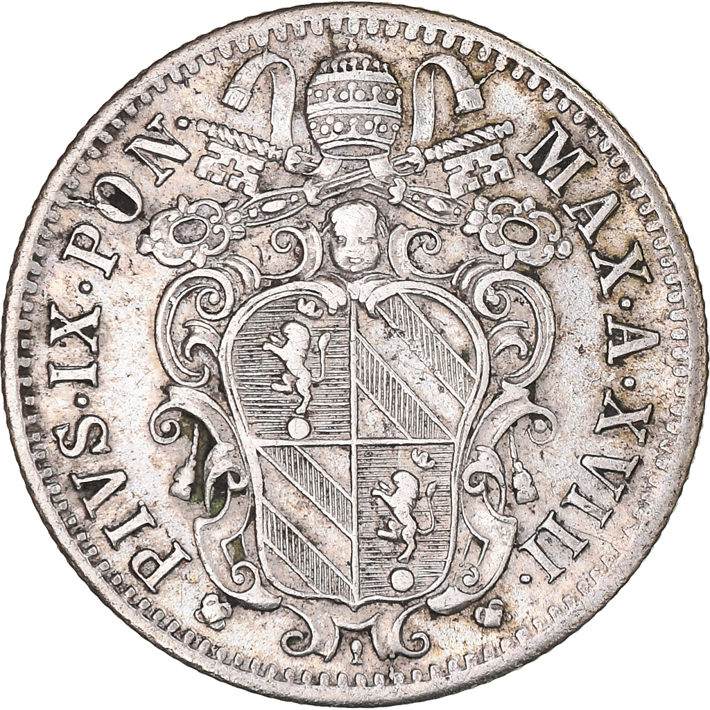 Coin, ITALIAN STATES, PAPAL STATES, Pius IX, 10 Baiocchi, 1863, Roma ...
