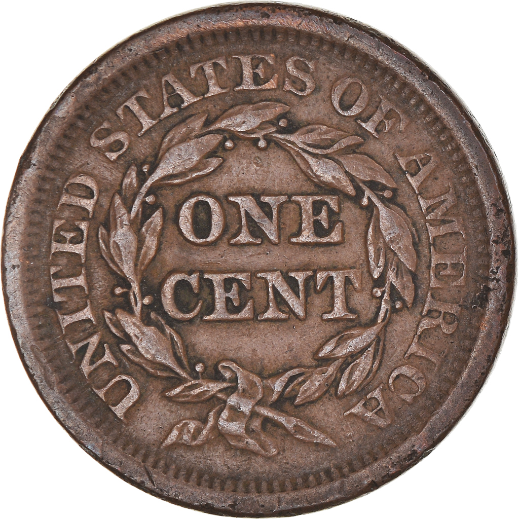 Coin, United States, Braided Hair Cent, Cent, 1851, U.S. Mint, Philadelphia