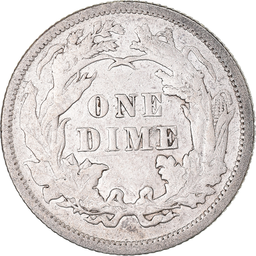 Coin, United States, Seated Liberty Dime, Dime, 1876, U.S. Mint ...