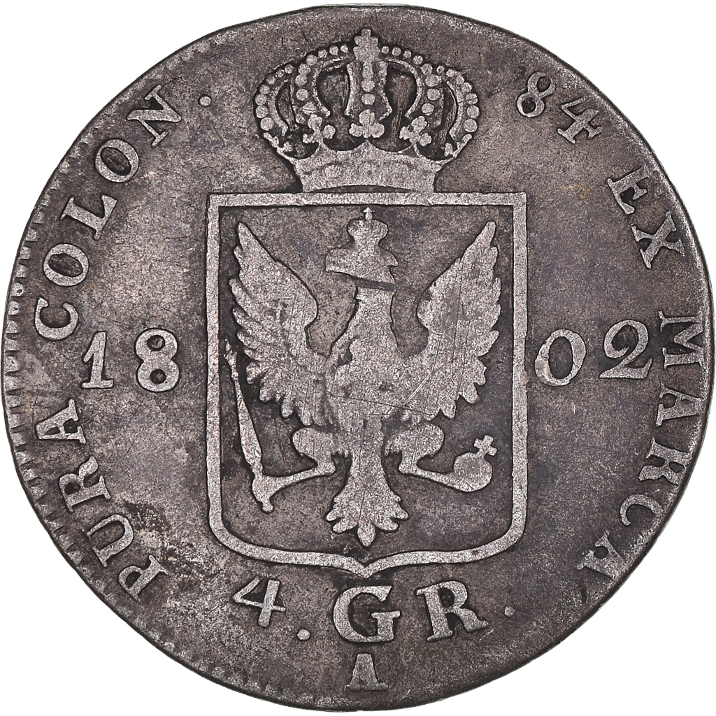 Coin, German States, PRUSSIA, Friedrich Wilhelm III, 4 Groschen, 1802 ...