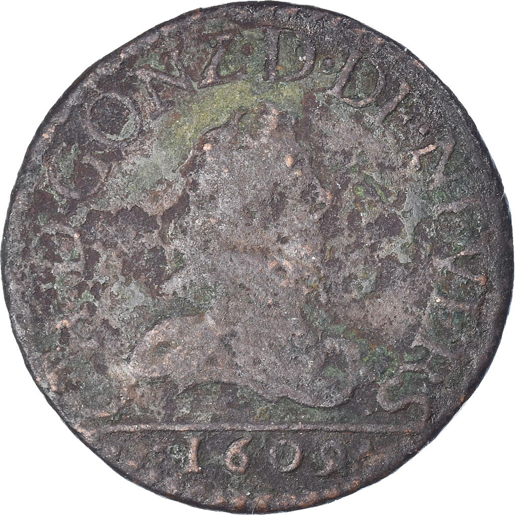 Coin, France, Ardennes, Charles Ier de Gonzague, Double Tournois, 1609