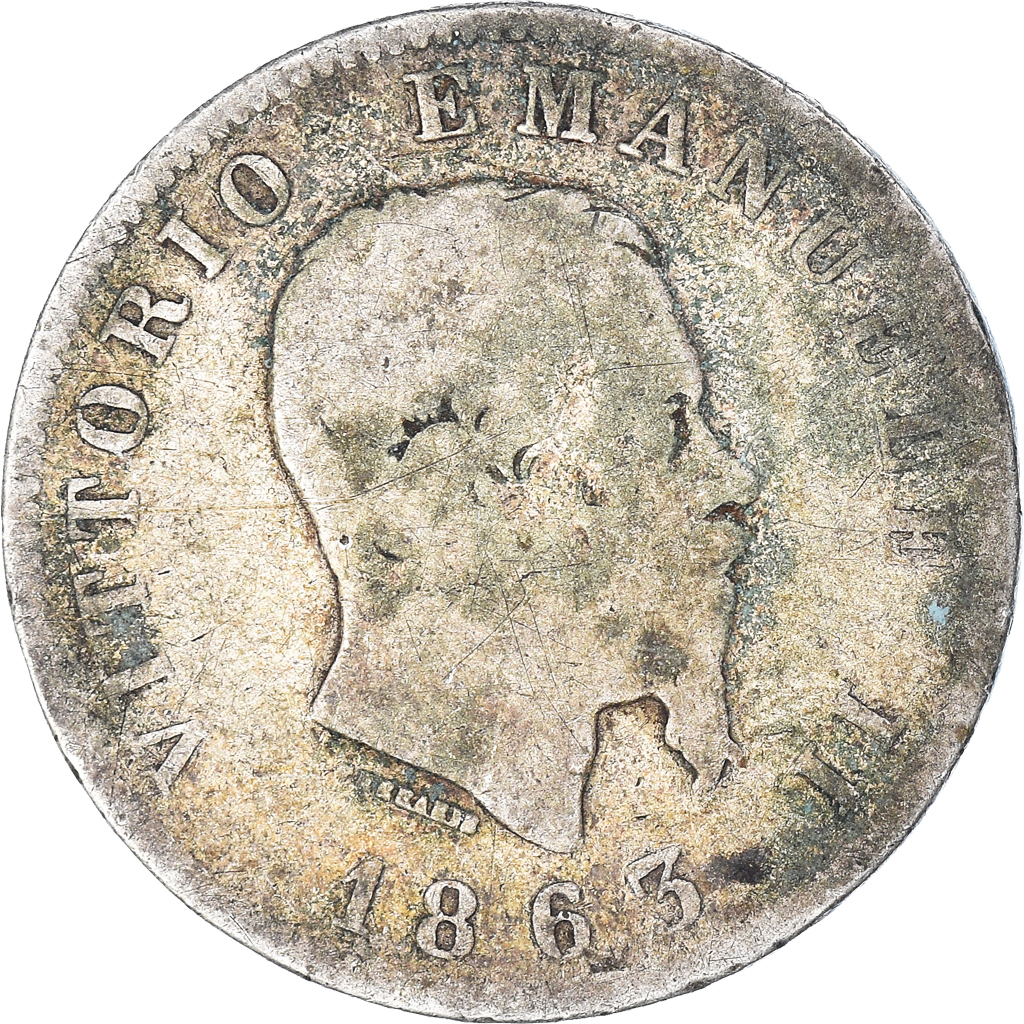 Coin, Italy, Vittorio Emanuele II, Lira, 1863, Milan, , Silver, KM:5a.1