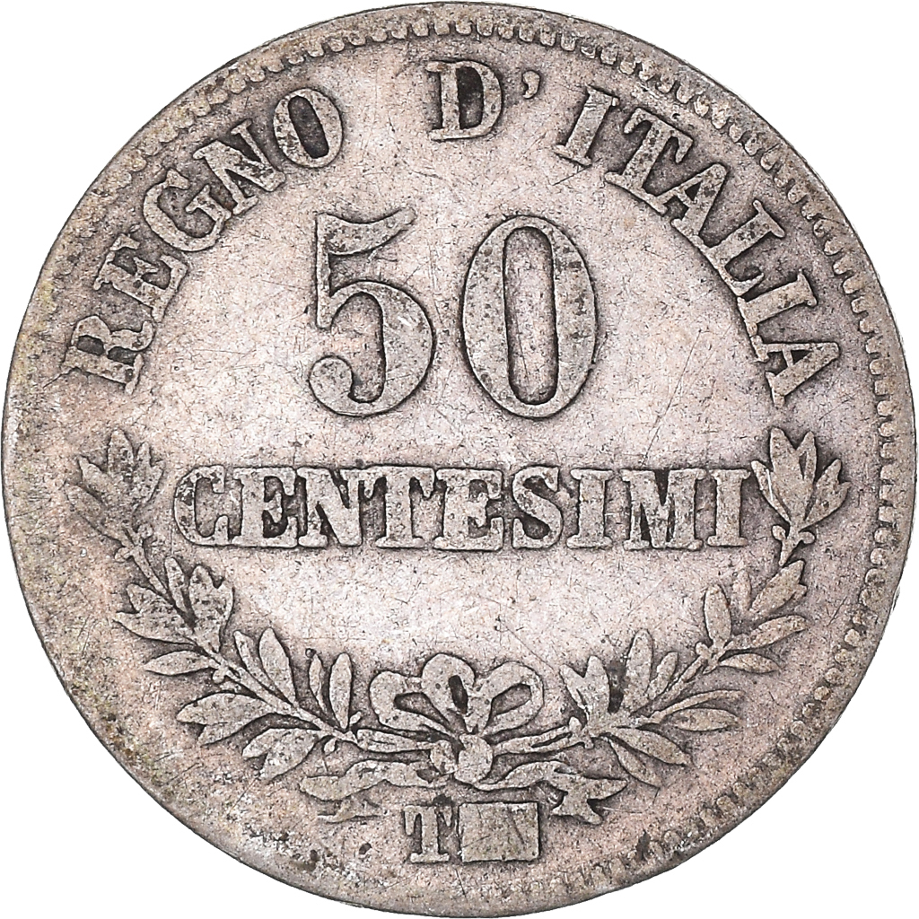 Coin, Italy, Vittorio Emanuele II, 50 Centesimi, 1863, Torino,