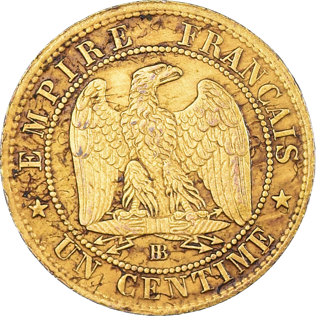 Coin, France, Napoleon III, Napoléon III, Centime, 1861, Strasbourg, Doré