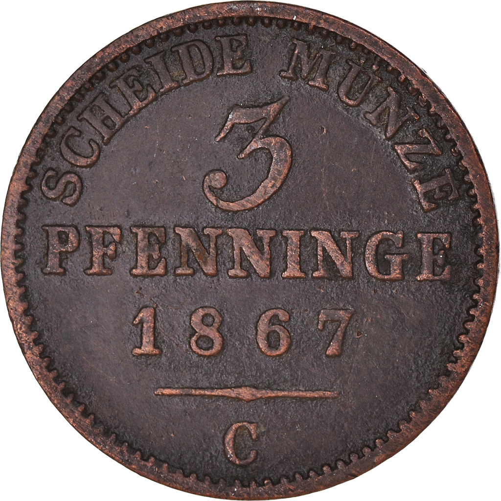 Coin, German States, PRUSSIA, Wilhelm I, 3 Pfennig, 1867, Frankfurt,