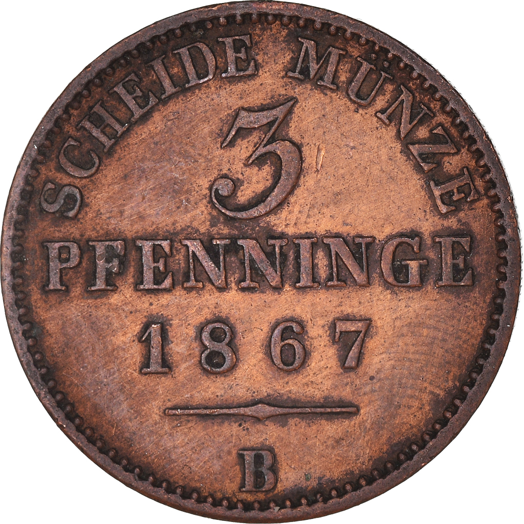 Coin, German States, PRUSSIA, Wilhelm I, 3 Pfennig, 1867, Hannover,