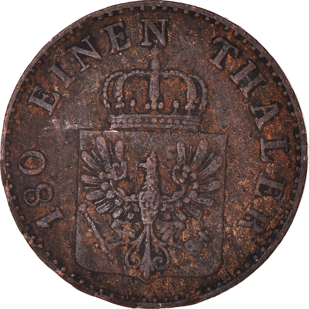 Coin, German States, PRUSSIA, Friedrich Wilhelm IV, 2 Pfennig, 1854, Berlin