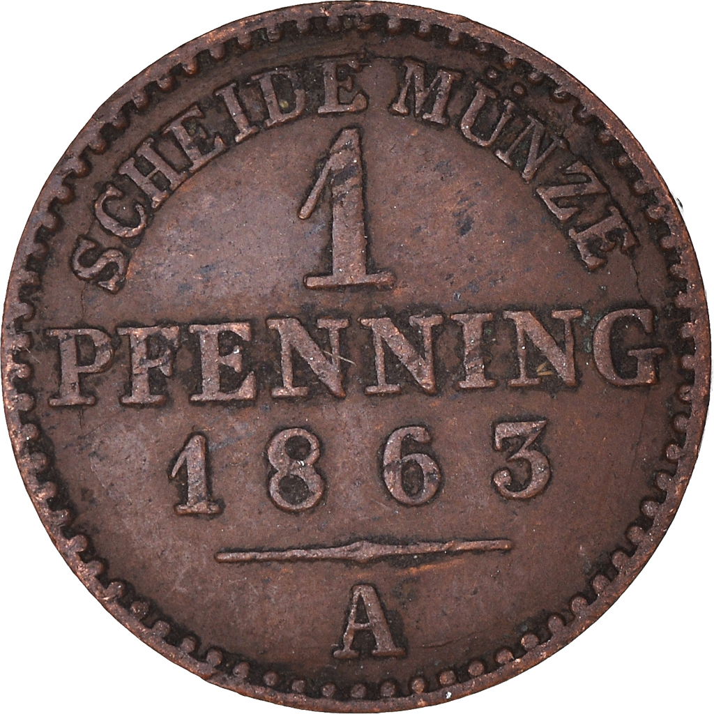 Coin, German States, PRUSSIA, Wilhelm I, Pfennig, 1863, Berlin,