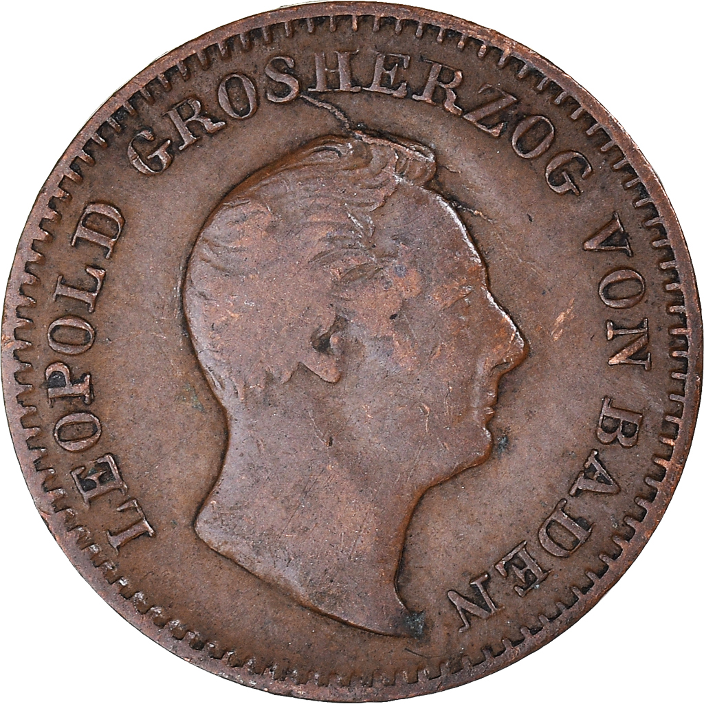 Coin, German States, BADEN, Leopold I, 1/2 Kreuzer, 1847, , Copper